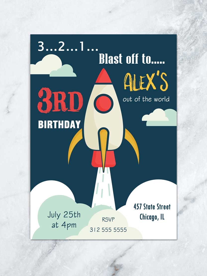 Invitations Of Outer Space Rockets