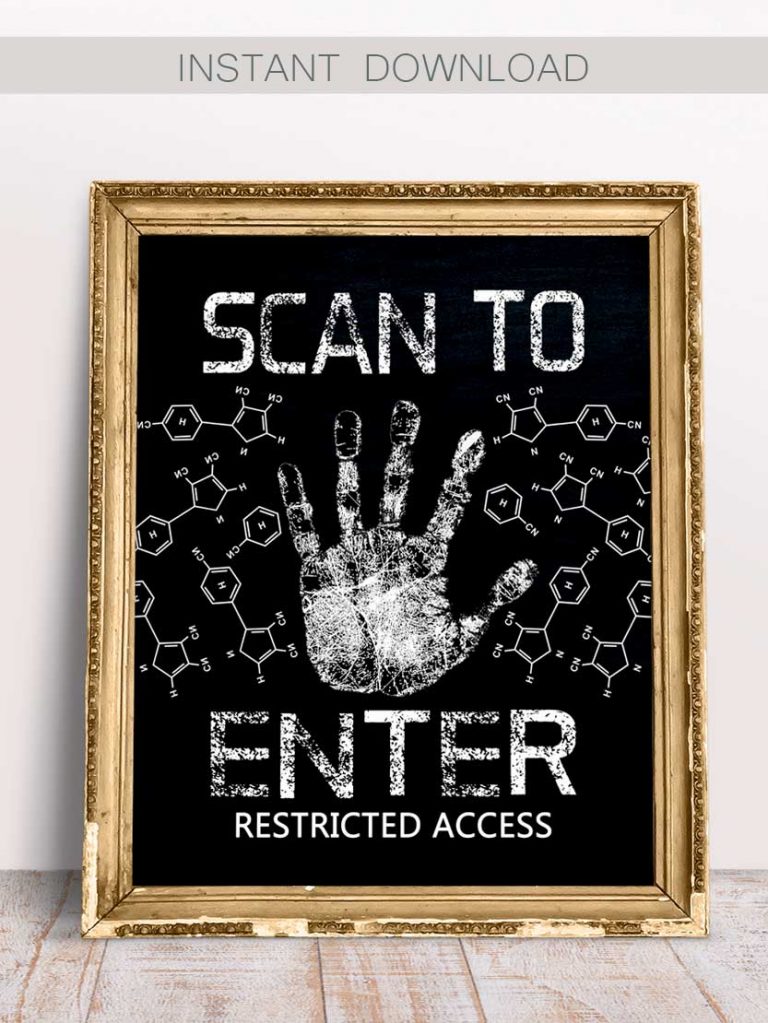 Scan to Enter Boy Science Birthday Sign Printable, Mad Scientist Poster ...